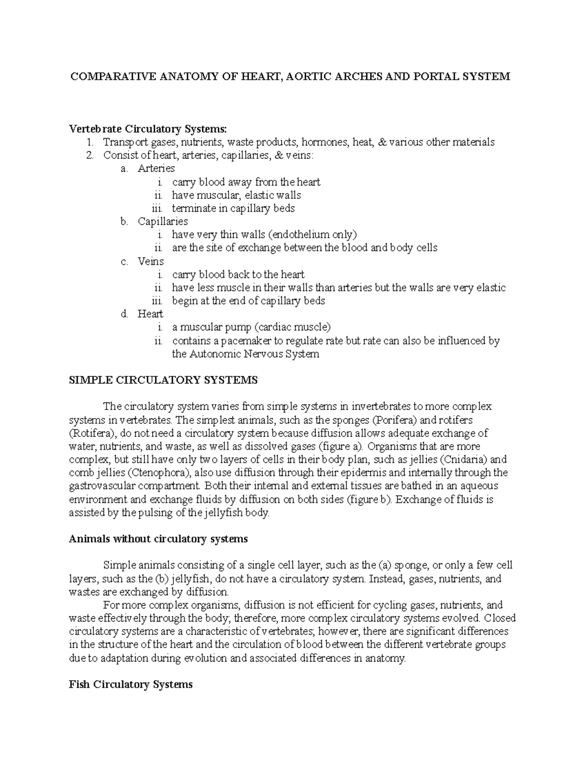 Comparative anatomy of Heart,Circulation aortic arches etc ...