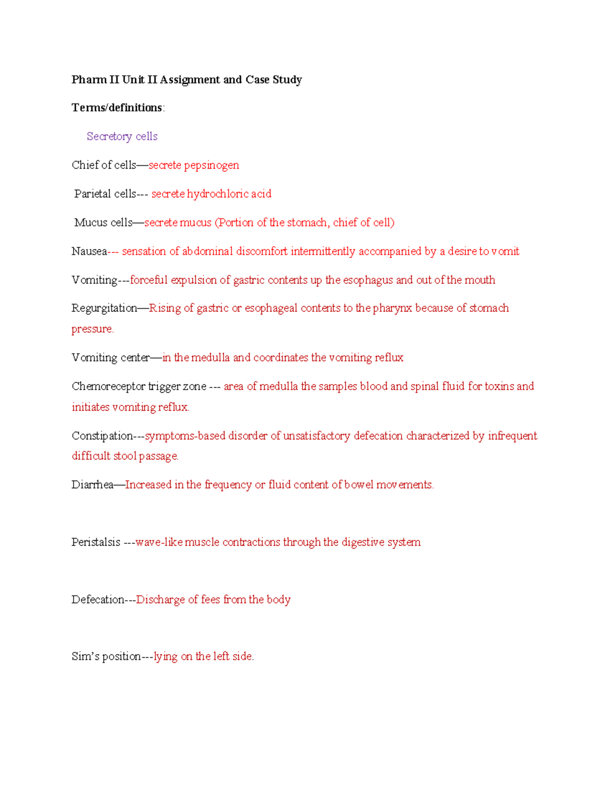 Pharm II Unit II Assignment and Case Study - Pharm II Unit II Assignment and Case Study - Studocu