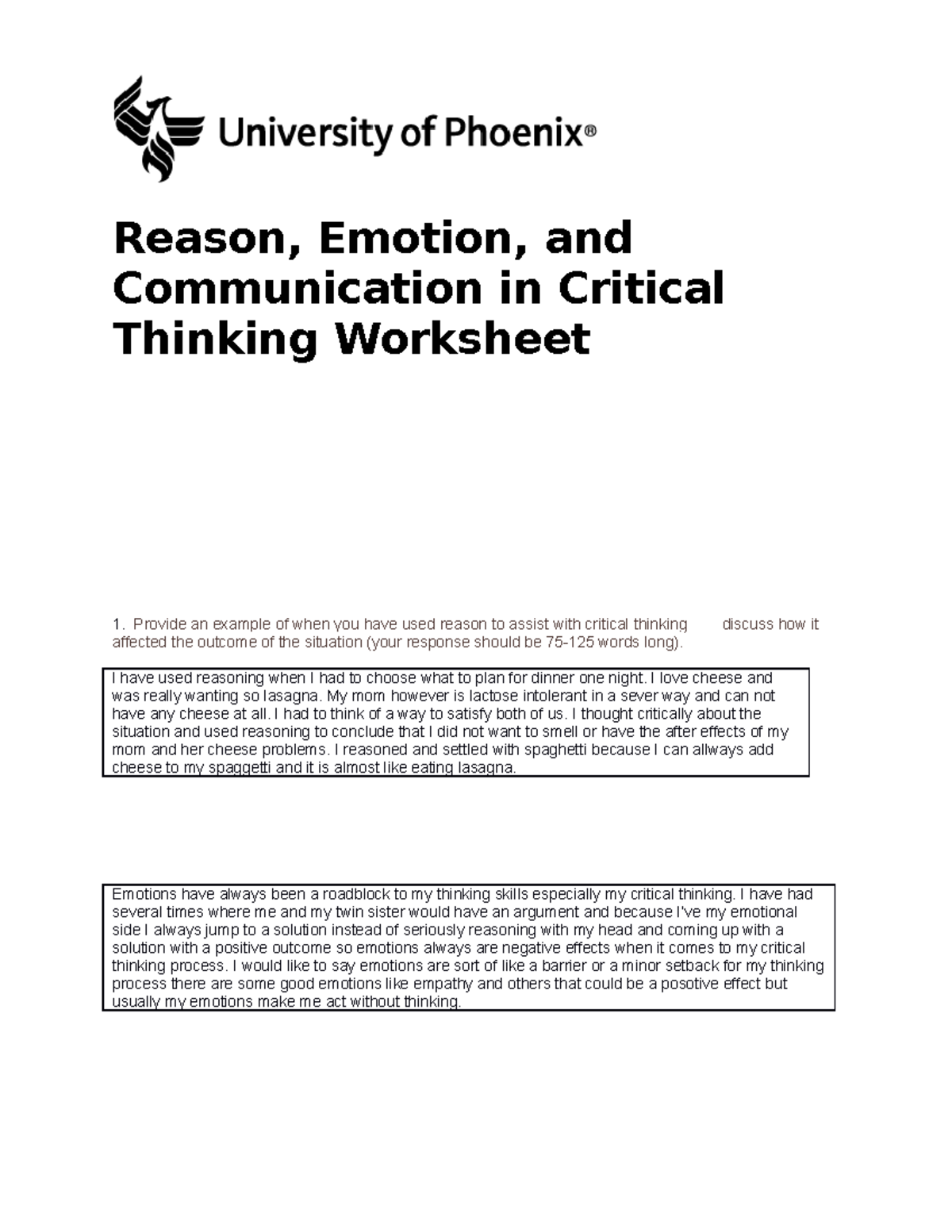 Megan petersons HUM115 v9 wk2 Reason Emotion Communication Wkst.docx ...