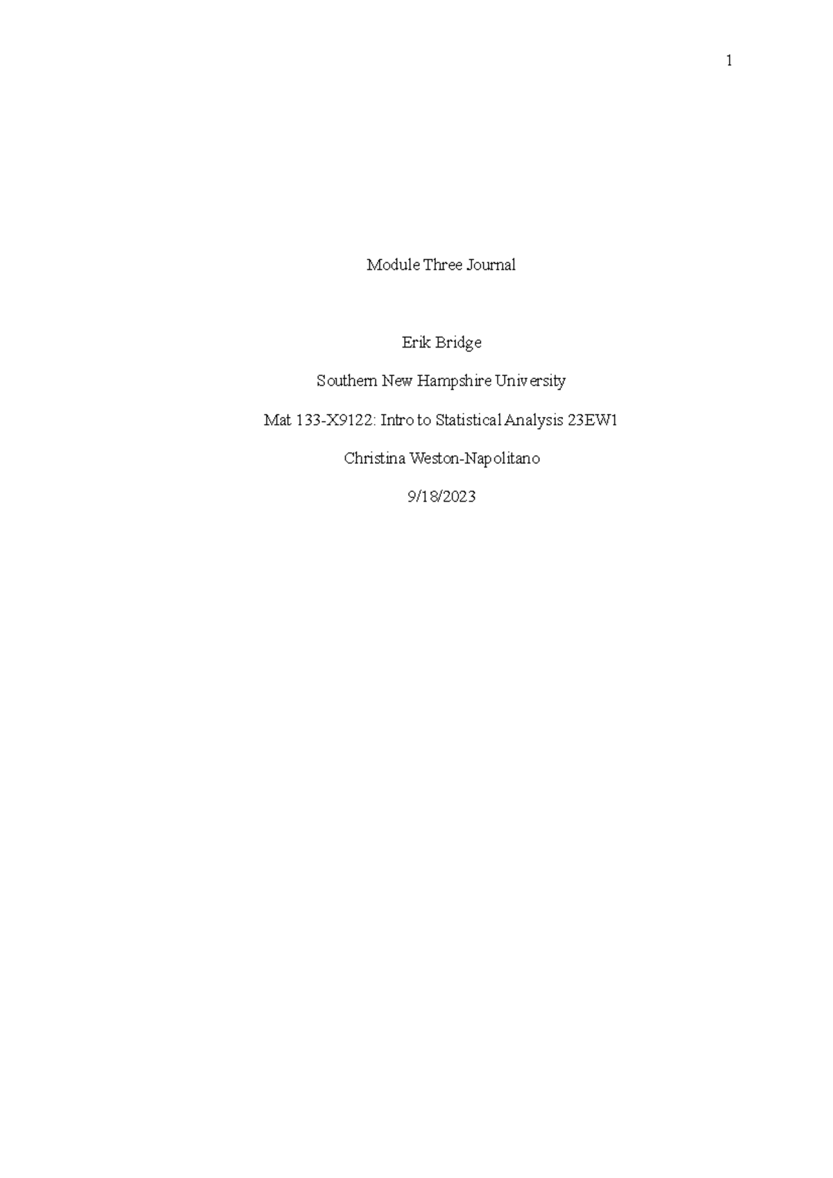 Module 3 Journal - Module Three Journal Erik Bridge Southern New ...
