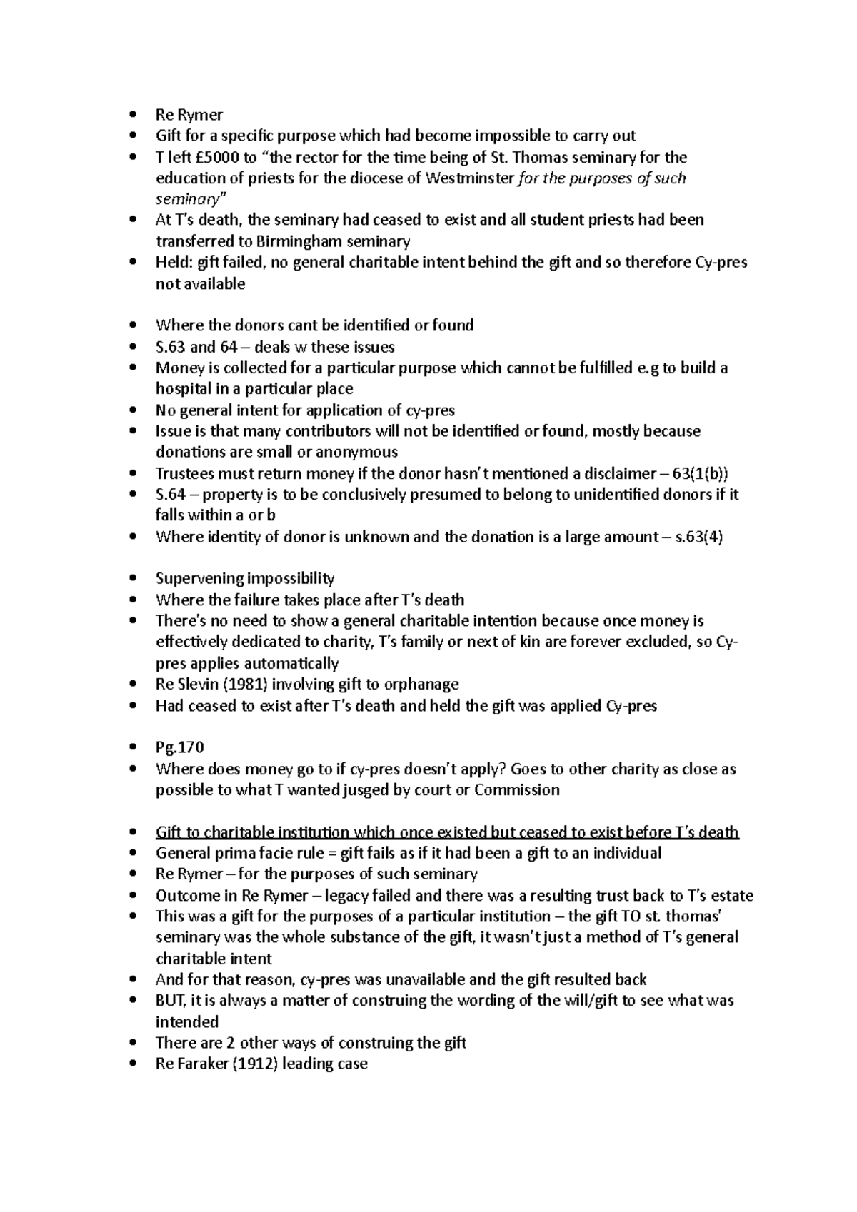 Lecture 8 - Charitable Trusts - Mark Pawlowski - Re Rymer Gift for a ...