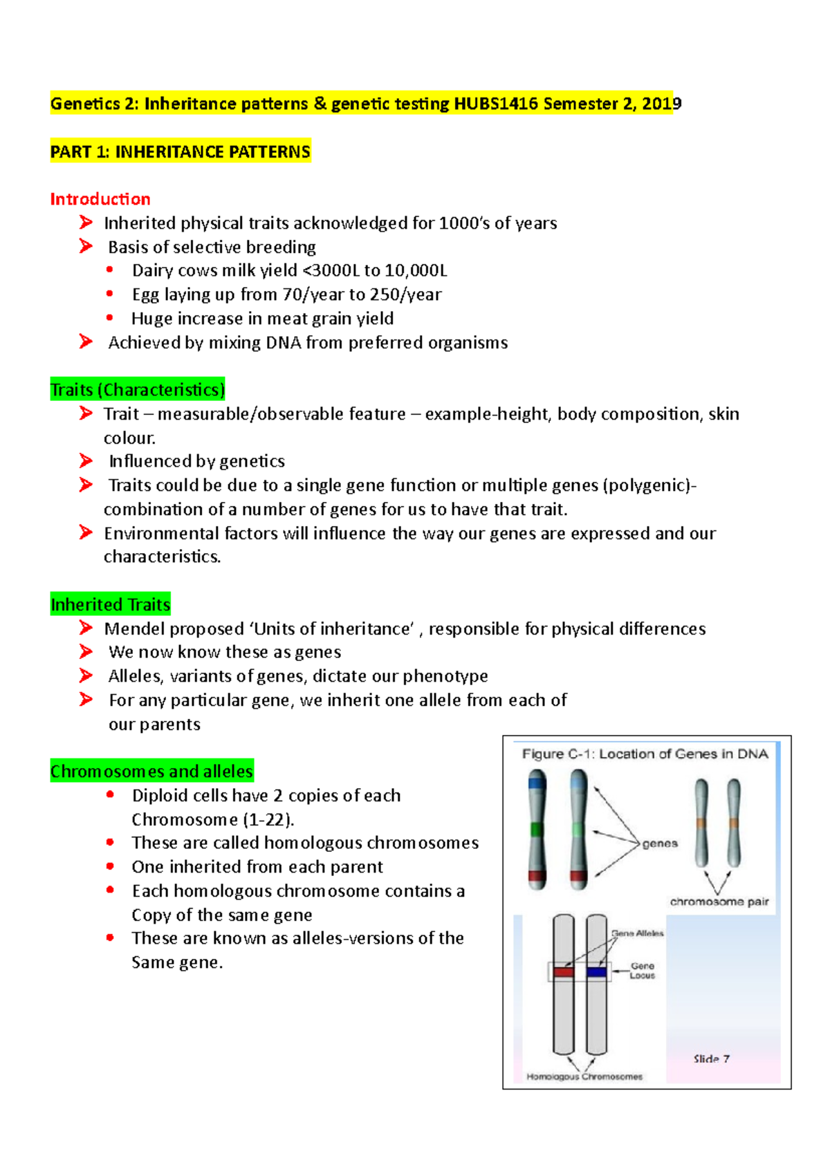 Genetics 2 - Lecture notes 11 - Genetics 2: Inheritance patterns ...