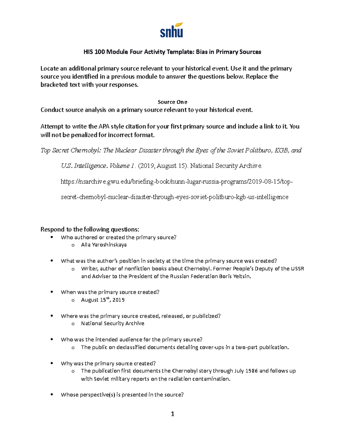 HIS-100 4-1 Activity Bias in Primary Sources - HIS 100 Module Four ...