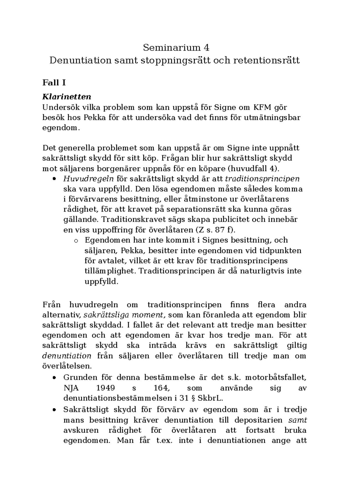 Sak Sem 4 - Sakrättsseminarium 4 T3 - Seminarium 4 Denuntiation samt ...