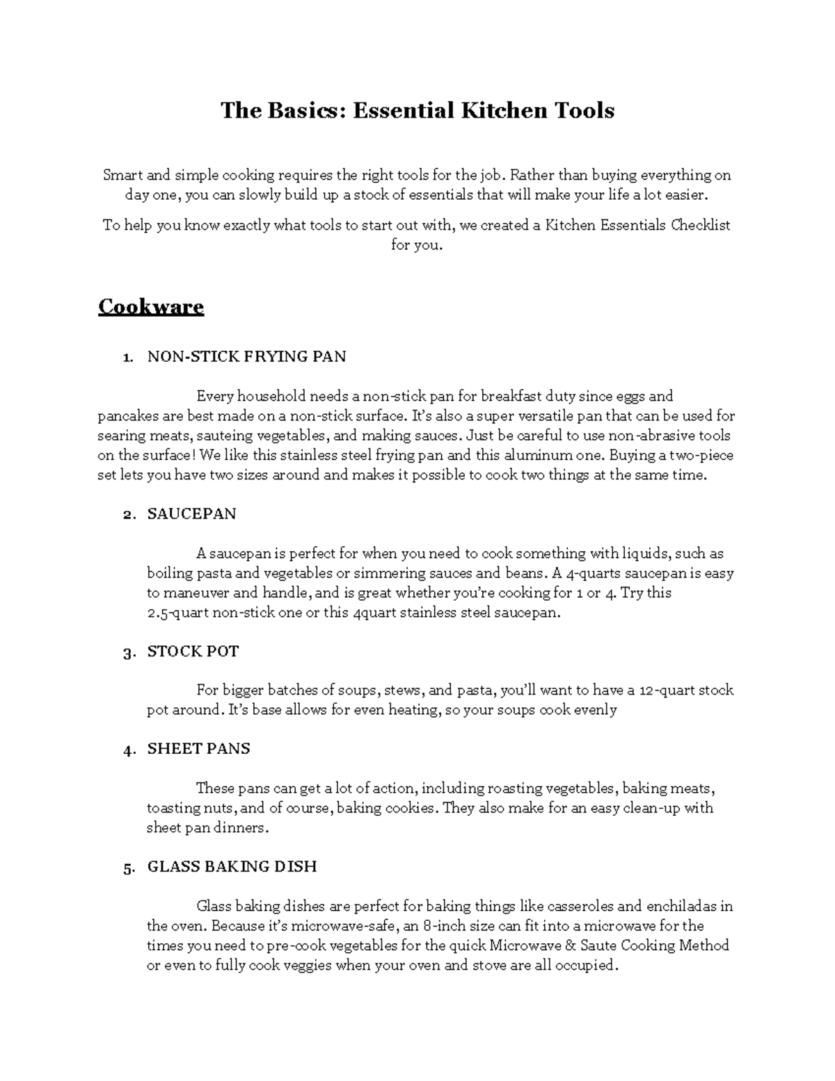 Kitchen tools - The Basics: Essential Kitchen Tools Smart and simple ...