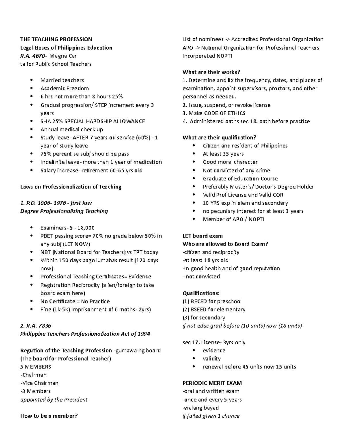 Lesson-PROF-ED - Hope it will help sa LET - THE TEACHING PROFESSION ...