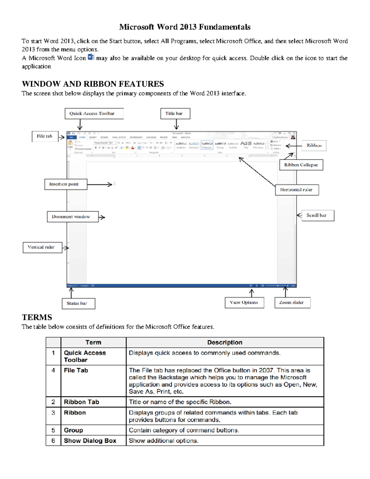 Microsoft Word 2013 Fundamentals - Microsoft Word 2013 Fundamentals To ...