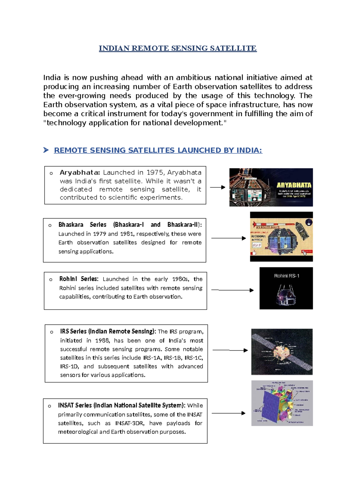 Indian Remote Sensing Satellite - INDIAN REMOTE SENSING SATELLITE India ...