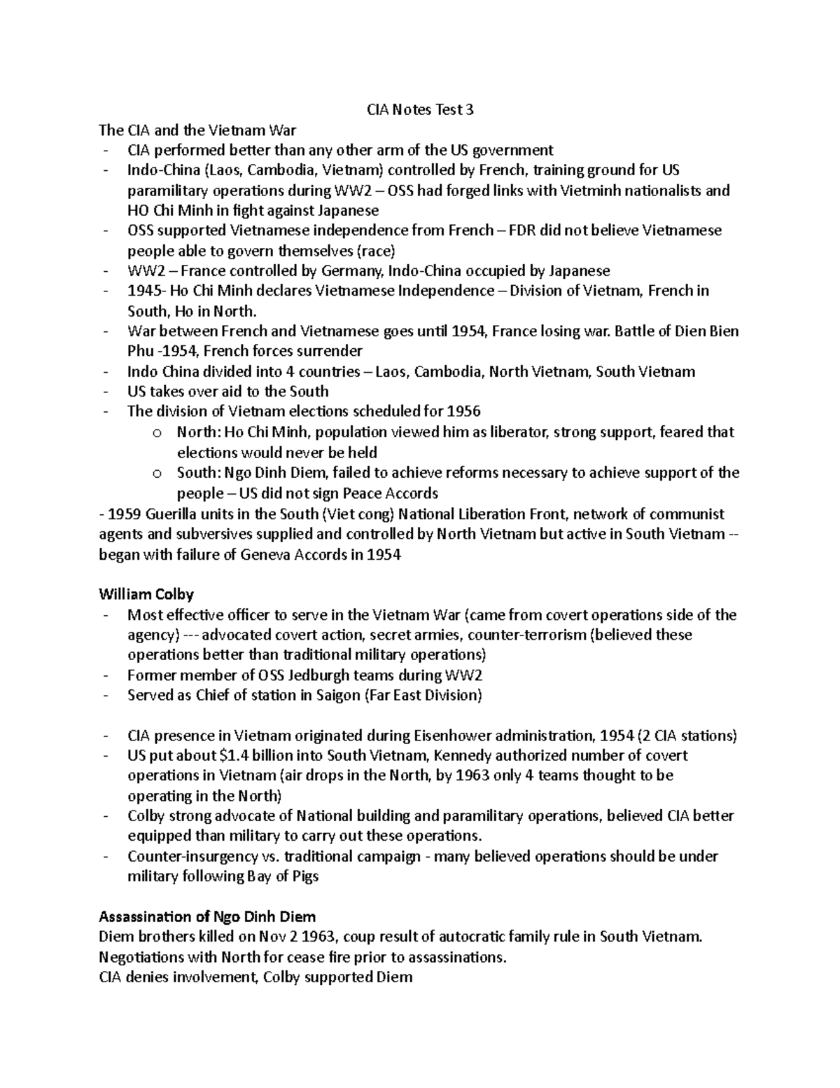 CIA Notes Test 3 - Summary CIA in American History - CIA Notes Test 3 ...