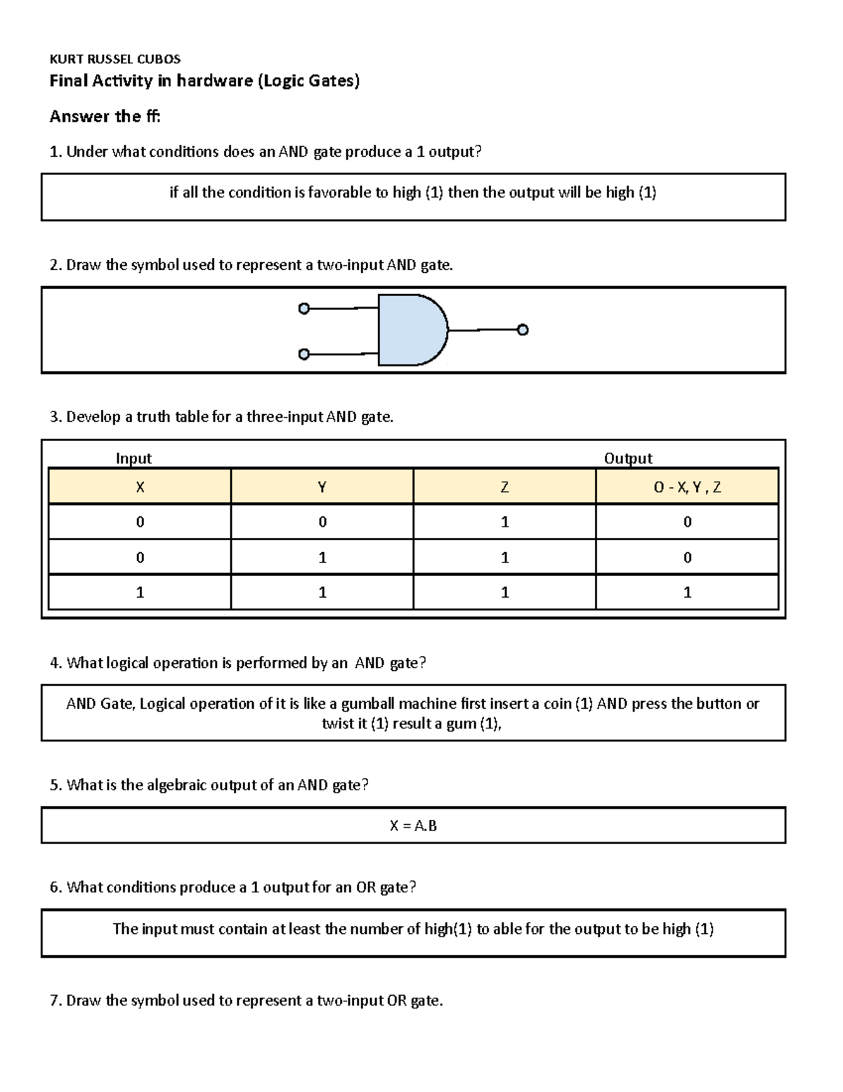 Final Activity in hardware - Develop a truth table for a three-input ...