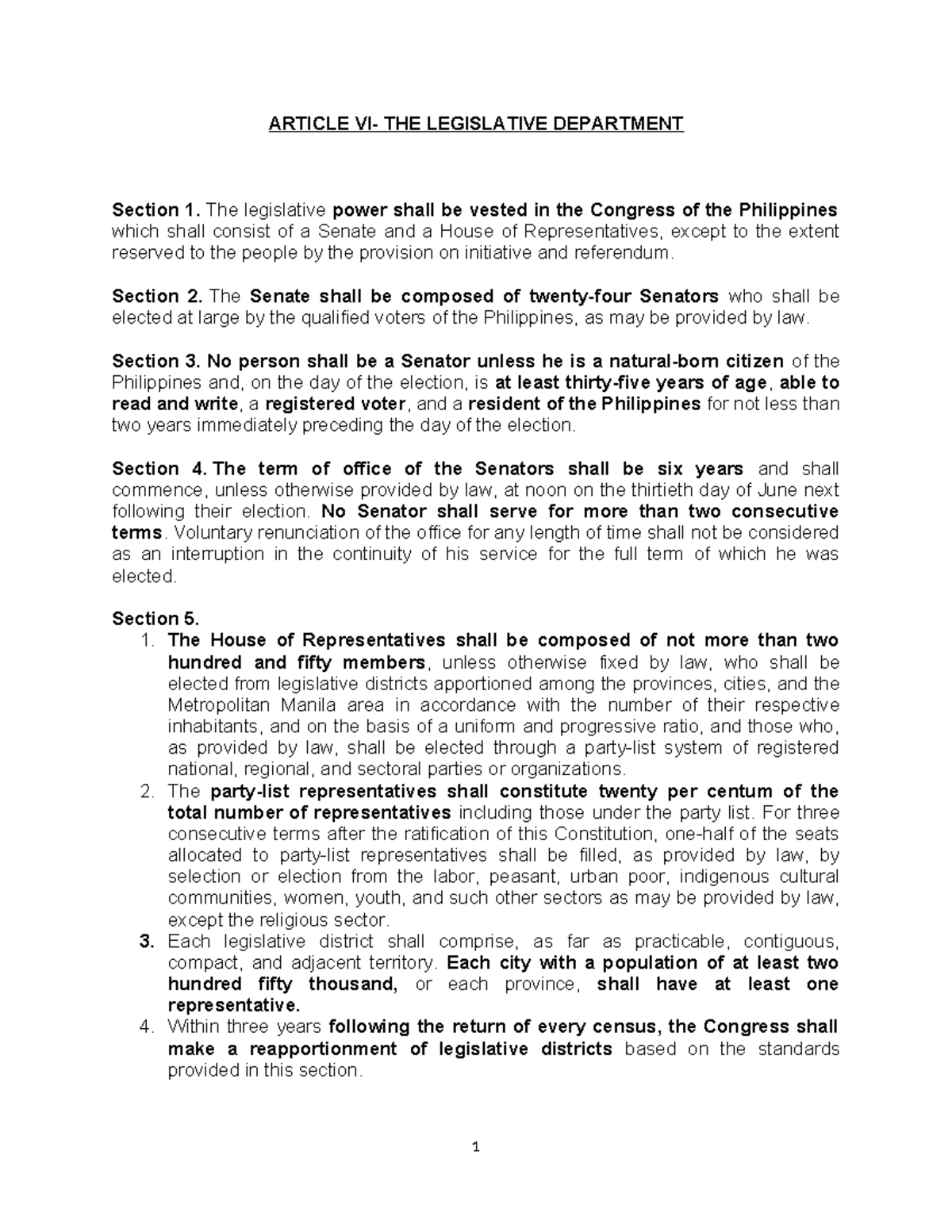 Legislative Department Full Details - ARTICLE VI- THE LEGISLATIVE ...