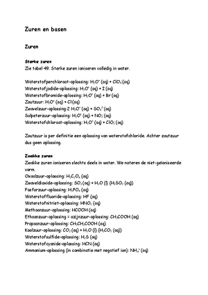 Zuur base en buffers - Hoofdstuk 8 en 9: zuren en base Sofie de Ronde ...