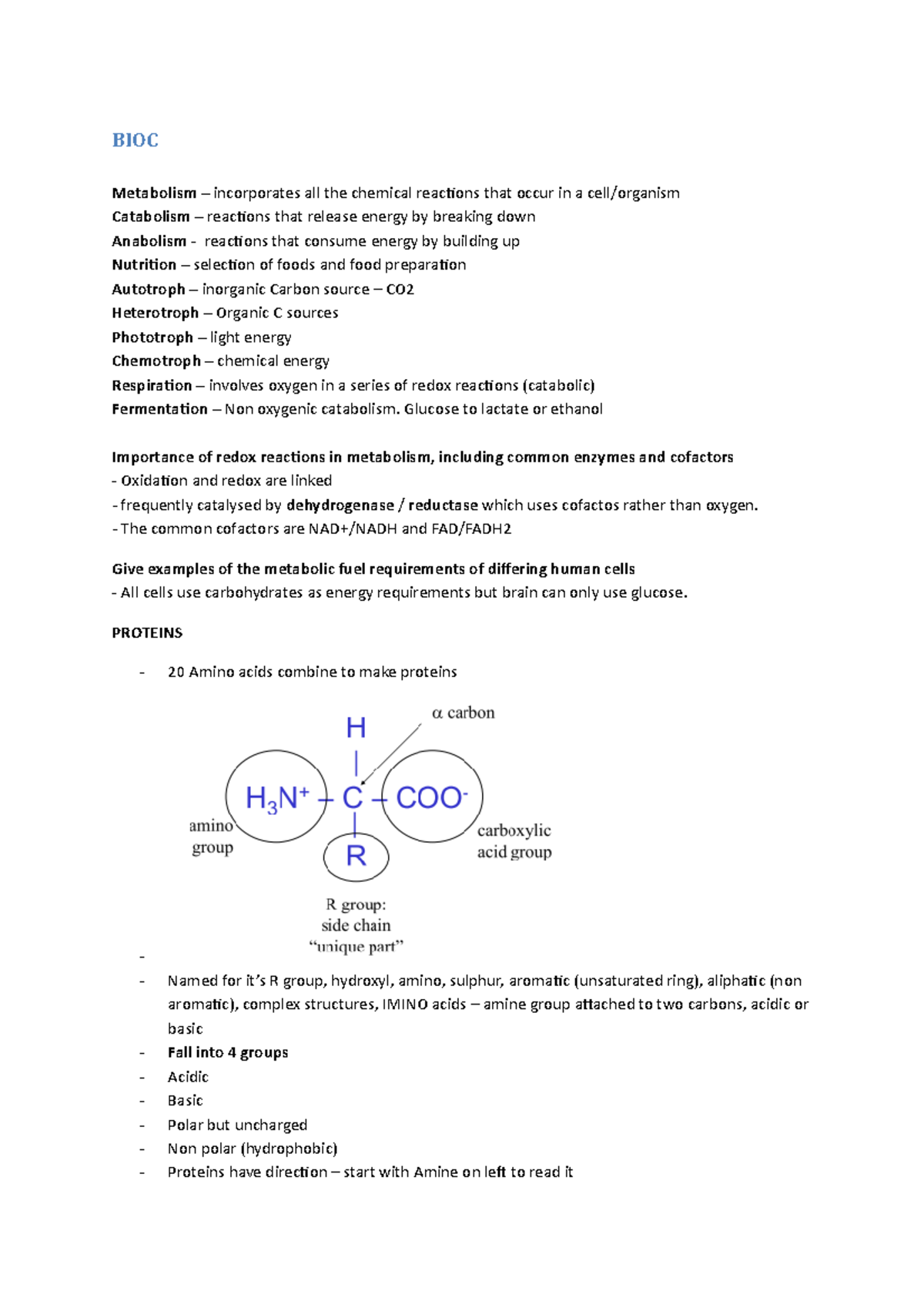 Lecture notes, lectures all - BIOC Working - BIOC Metabolism ...