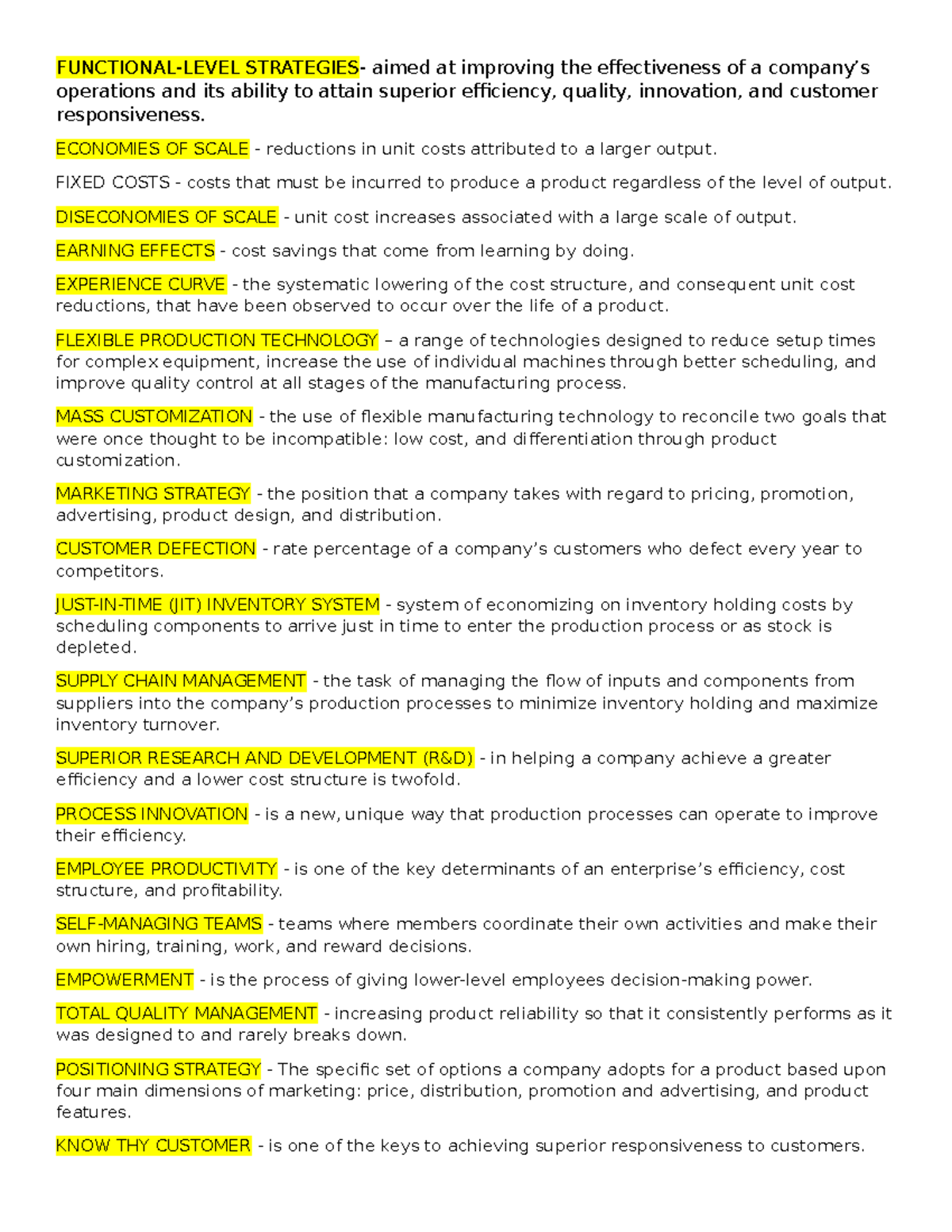 Stratman - FUNCTIONAL-LEVEL STRATEGIES- aimed at improving the effectiveness of a company’s ...