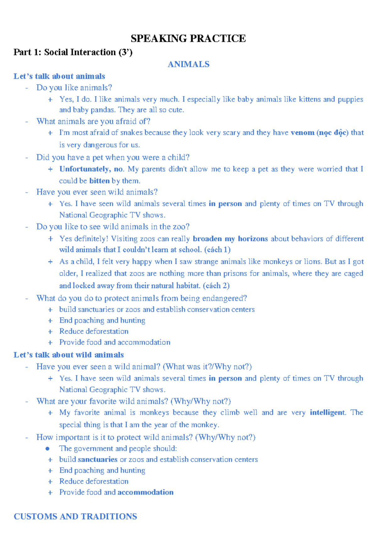 Speaking Practice - mon - SPEAKING PRACTICE Part 1: Social Interaction ...