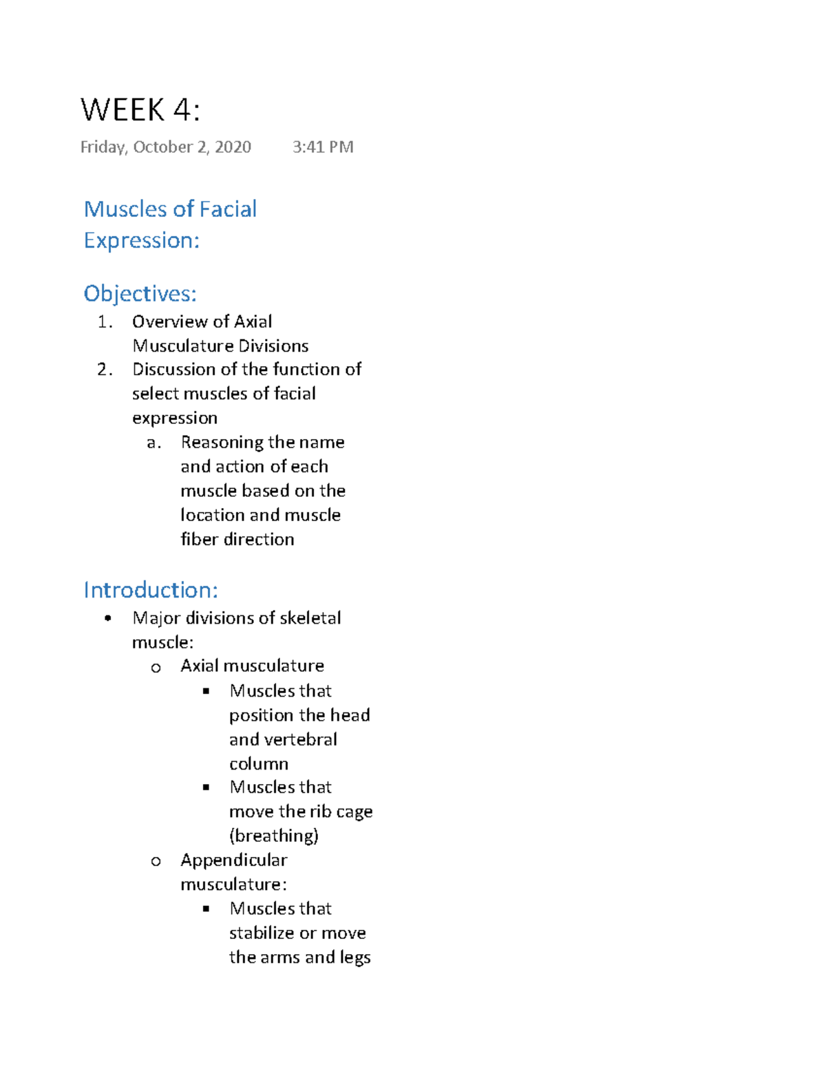 Axial Myology Week 4 - Muscles of Facial Expression: Objectives ...