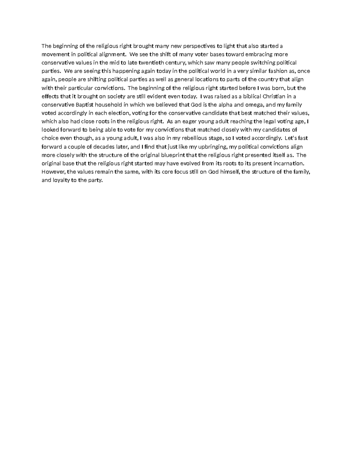 The beginning of the religious right brought many new perspectives to ...