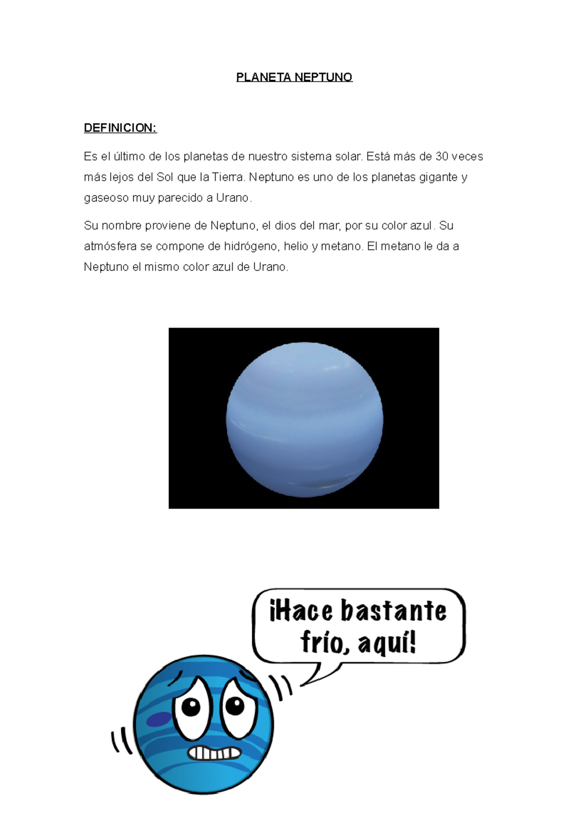 Planeta Neptuno Informe - PLANETA NEPTUNO DEFINICION: Es el último de ...