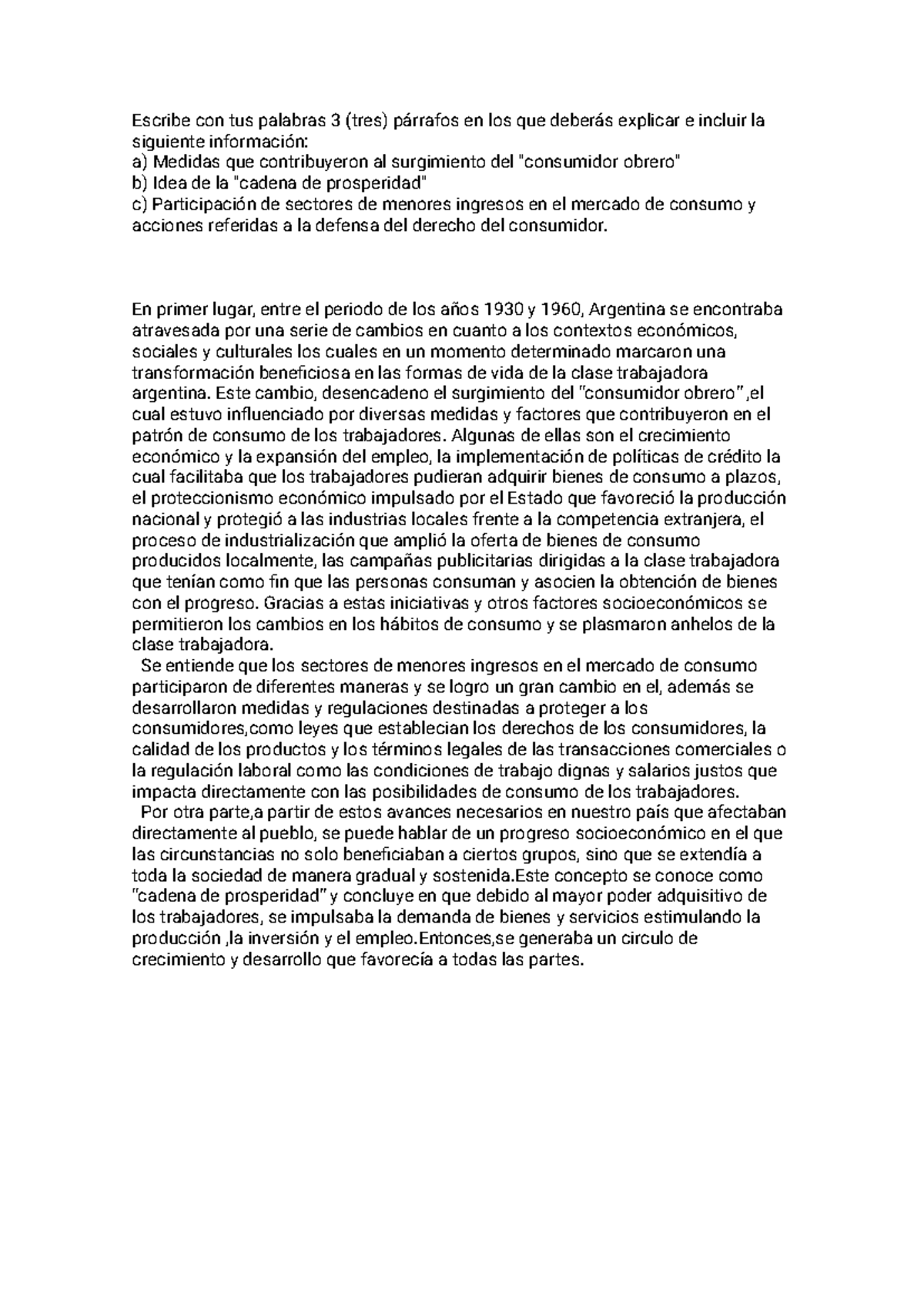 Parrafos Milanesio - Escribe con tus palabras 3 (tres) párrafos en los ...