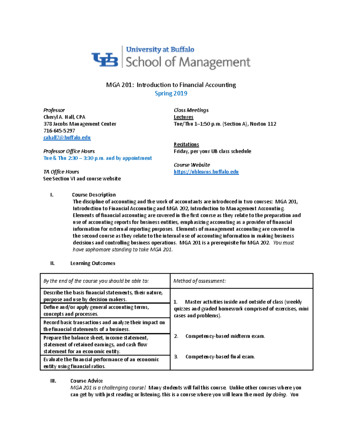 MGA 201 - Syllabus - Spring 2019 - MGA 201: Introduction to Financial ...