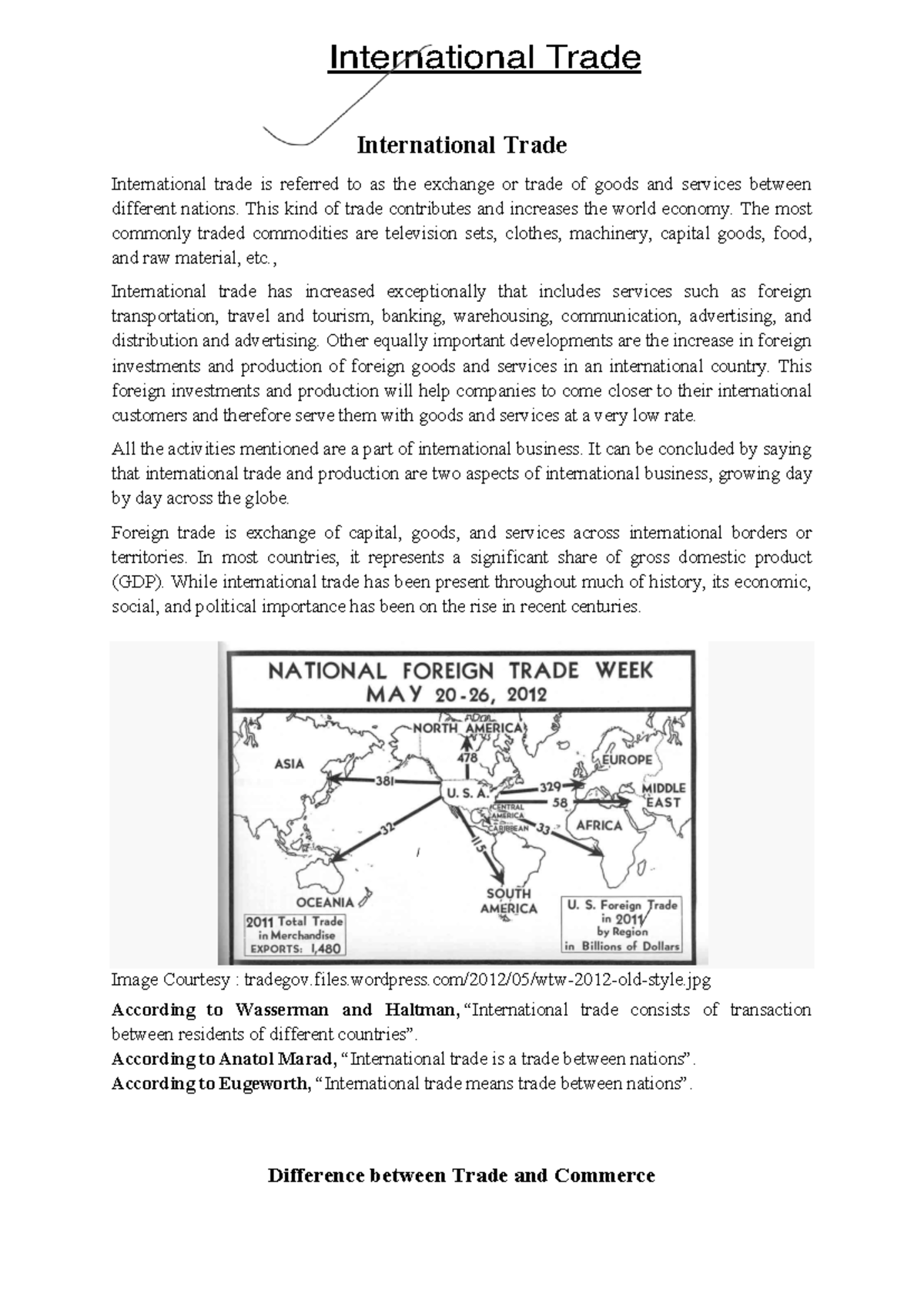 International Trade theory and Agreements - International Trade ...