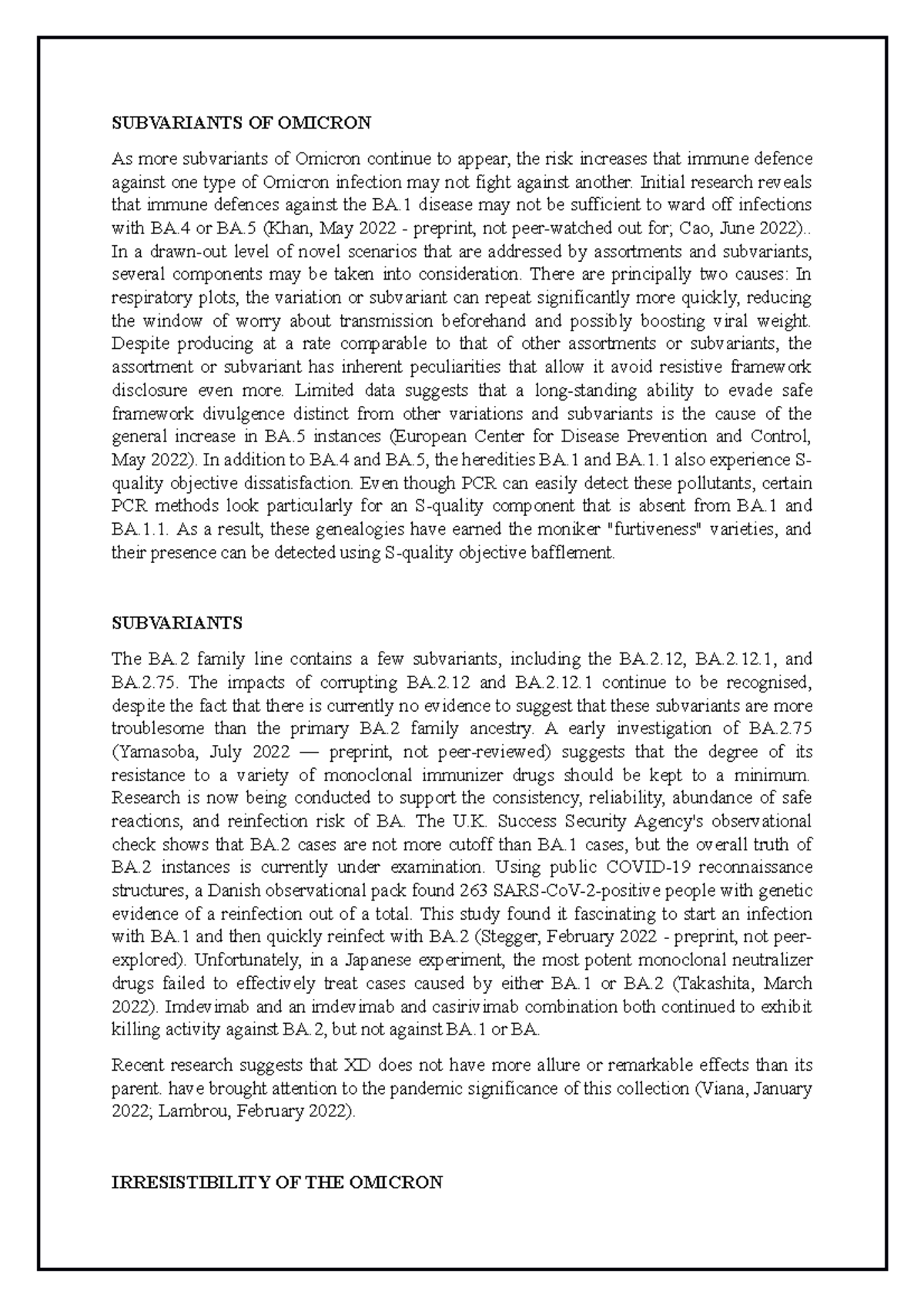 2. Omicron - explanation about amicron - SUBVARIANTS OF OMICRON As more ...