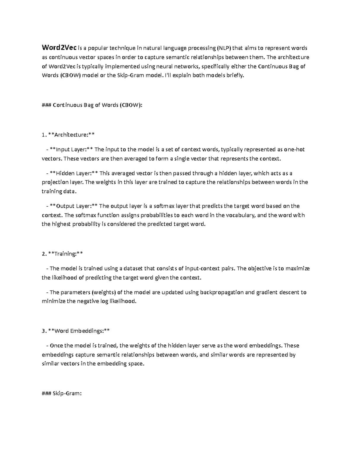 Sequence Models - Word2Vec is a popular technique in natural language processing (NLP) that aims ...