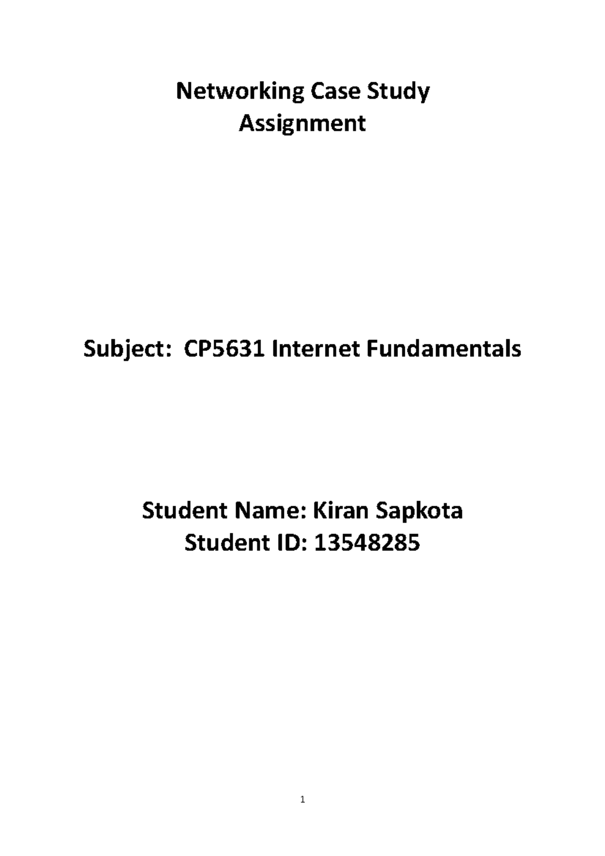 Netwworking case study assessment-Kiran Sapkota - Networking Case Study ...