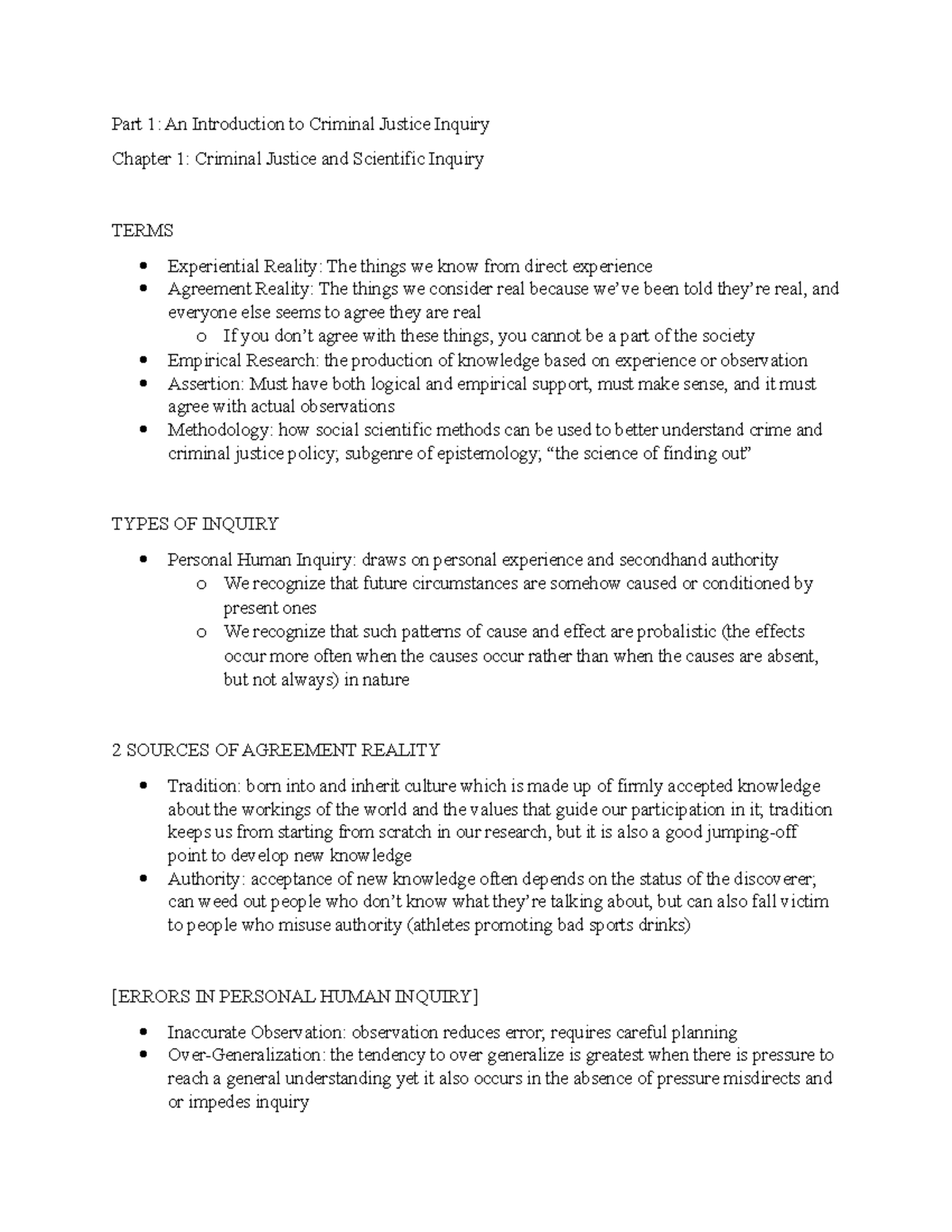 CJ425 Chapter 1 CJ and Scientific Inquiry - Part 1: An Introduction to ...