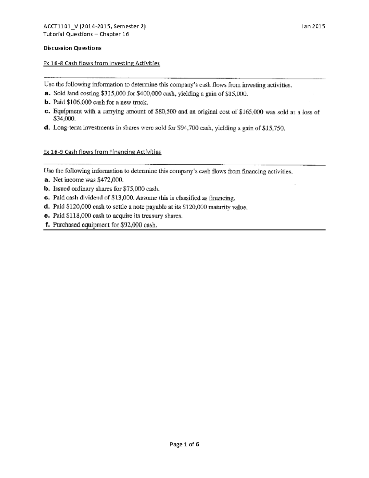 [done]Chapter 16 - Tutorial Questions - ACCT1101_V Semester 2) Tutorial ...