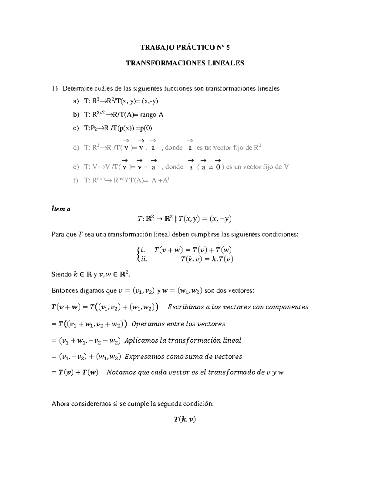 TP5-Ej1- resuelto - Trabajo practico - Profesor Alsina - TRABAJO PRÁCTICO Nº 5 TRANSFORMACIONES ...