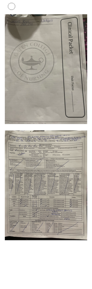 Clinical packet New Note - Name: Jussica Keye Date: Course COLLIGE ...