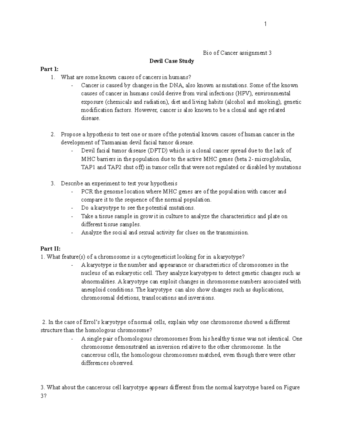 Bio of cancer assignment 3 - 1 Bio of Cancer assignment 3 Devil Case ...