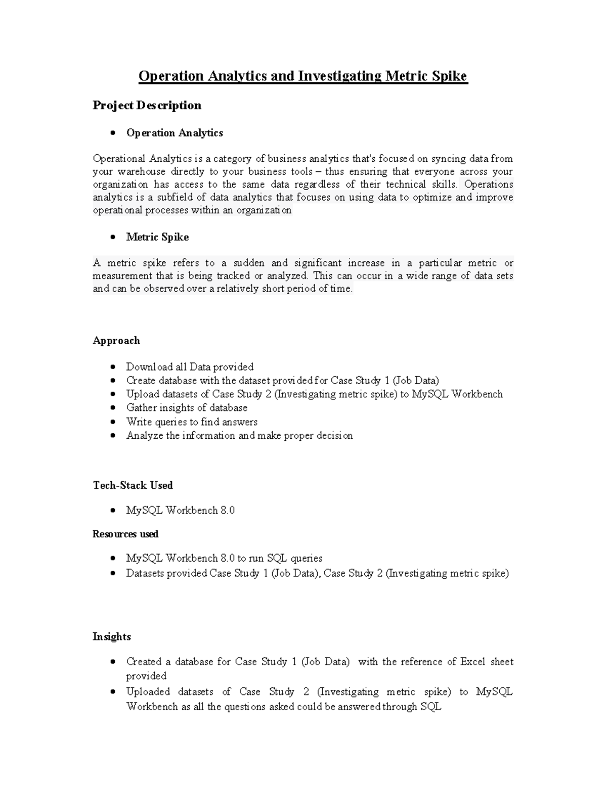 Operation Analytics and Investigating Metric Spike - Operations ...