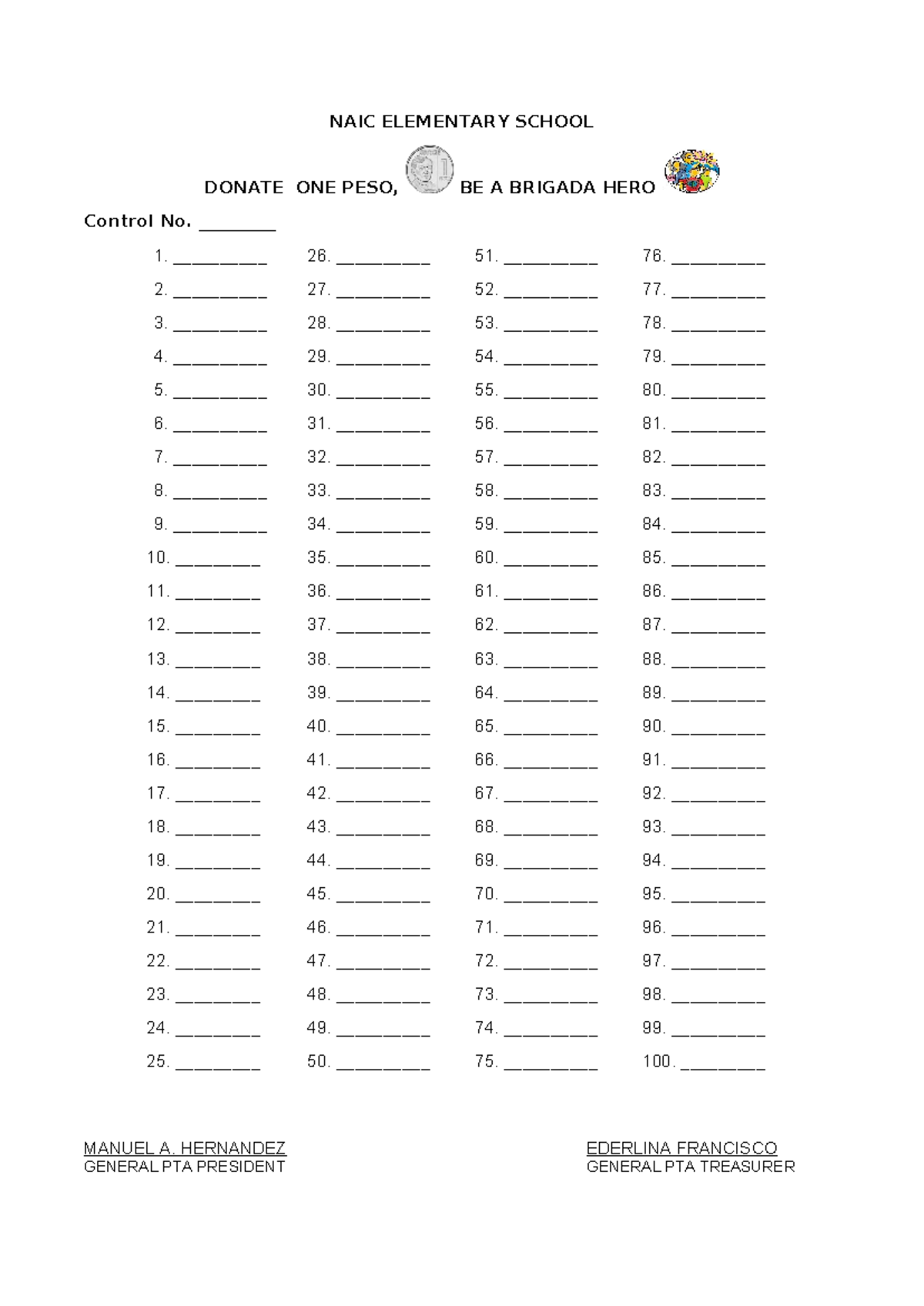 BE A Brigada HERO - NOTES - NAIC ELEMENTARY SCHOOL DONATE ONE PESO, BE ...