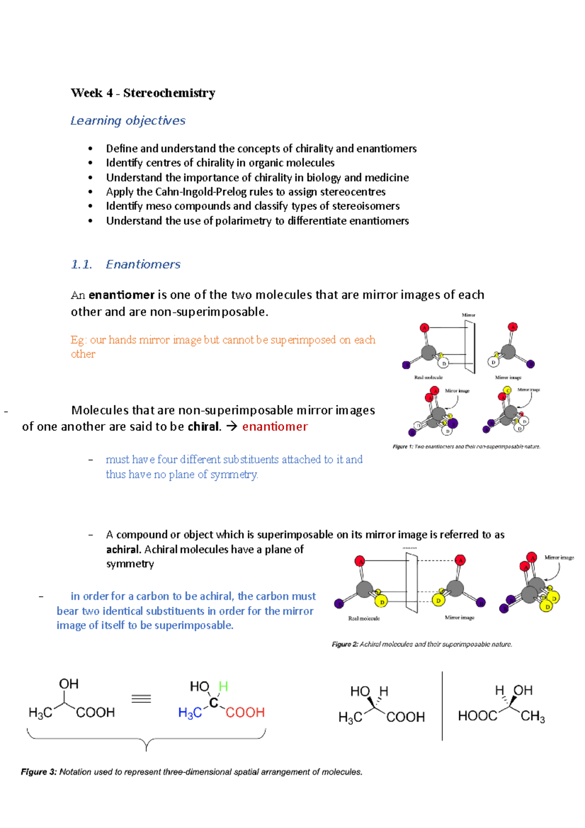 Chem wk4- stereochemistry - Week 4 - Stereochemistry Learning ...
