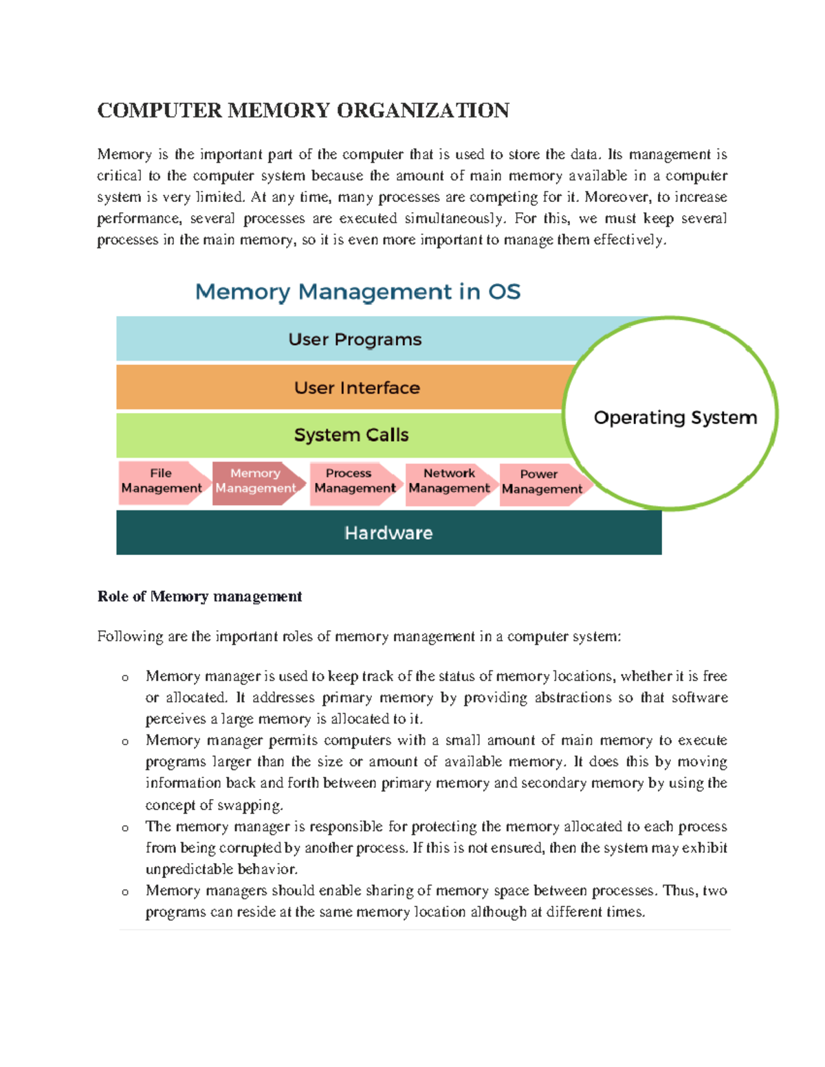 Computer Organisation And Architecture Computer Memory Organization Memory Is The Important