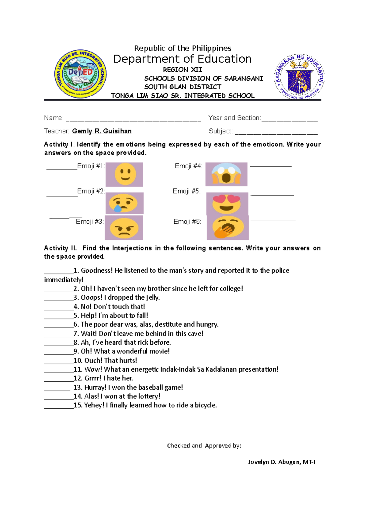 Activity Sheets - none - Republic of the Philippines Department of ...