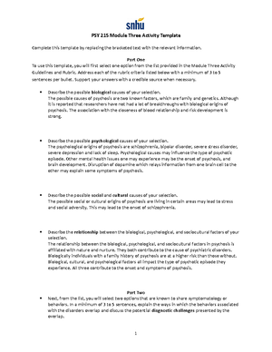 PSY 215 Module Six Activity Template DONE - PSY 215 Module Six Activity ...
