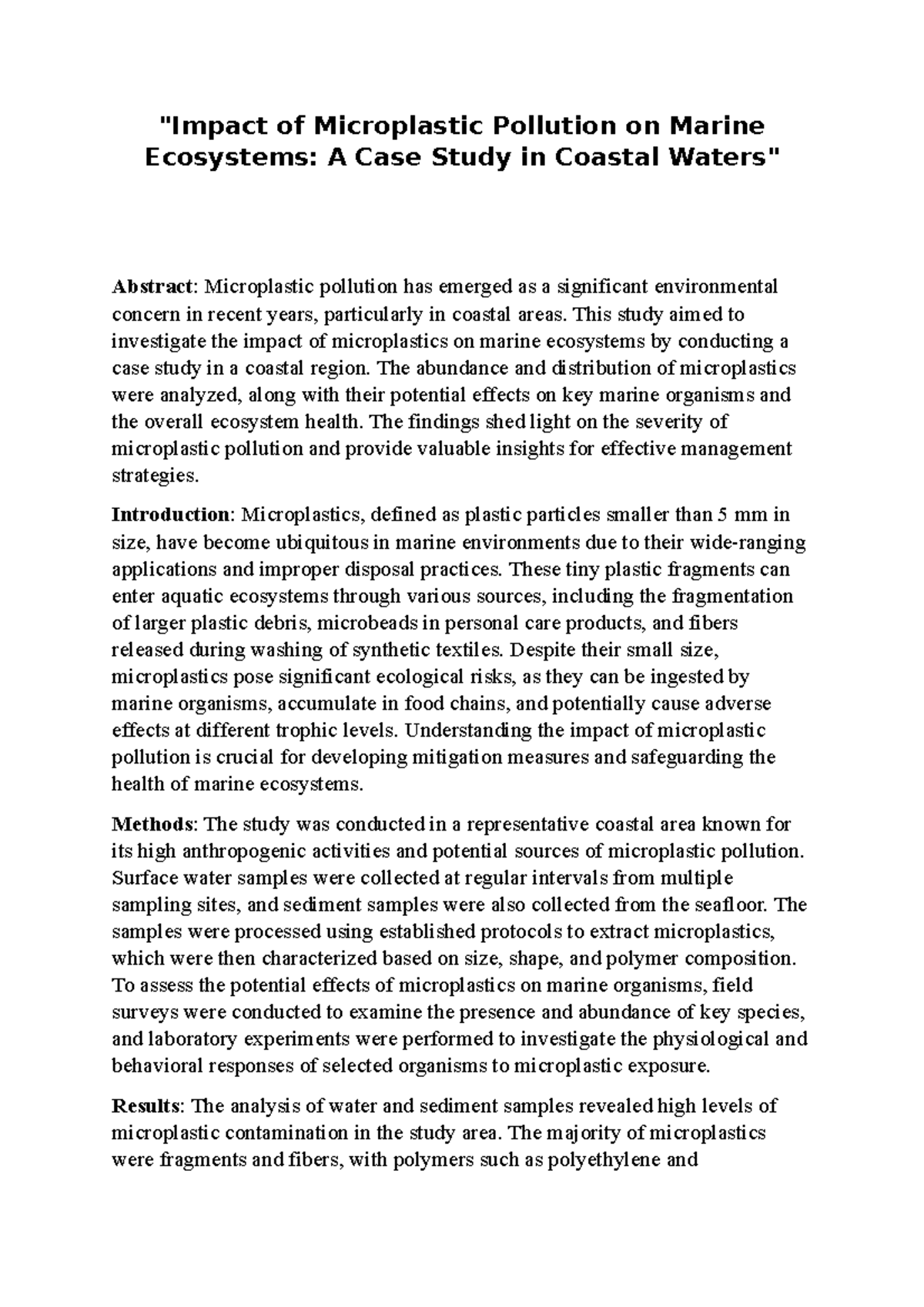 Impact of Microplastic Pollution on Marine Ecosystems - This study ...