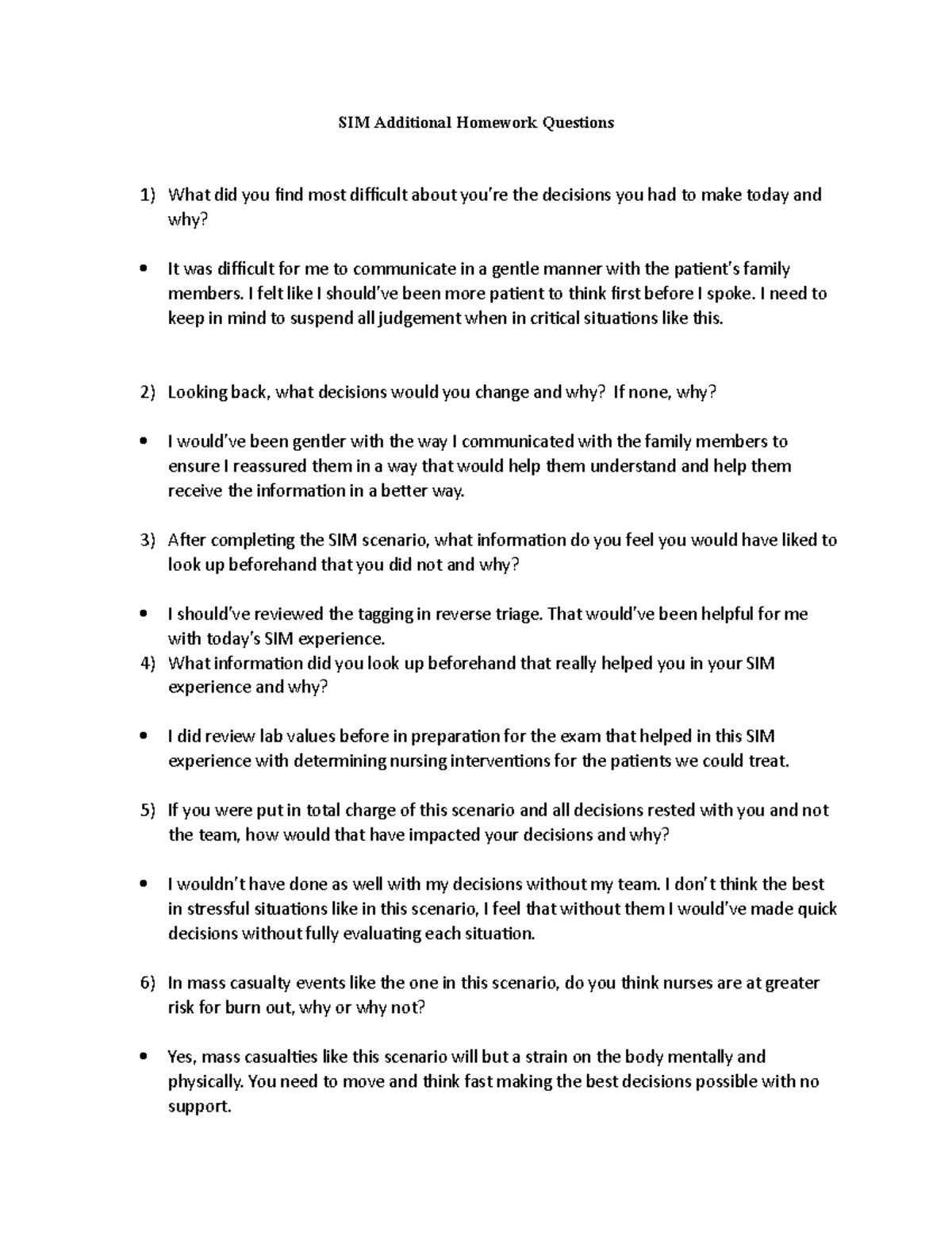 SIM Post Questions - Labwork 213 - SIM Additional Homework Questions ...