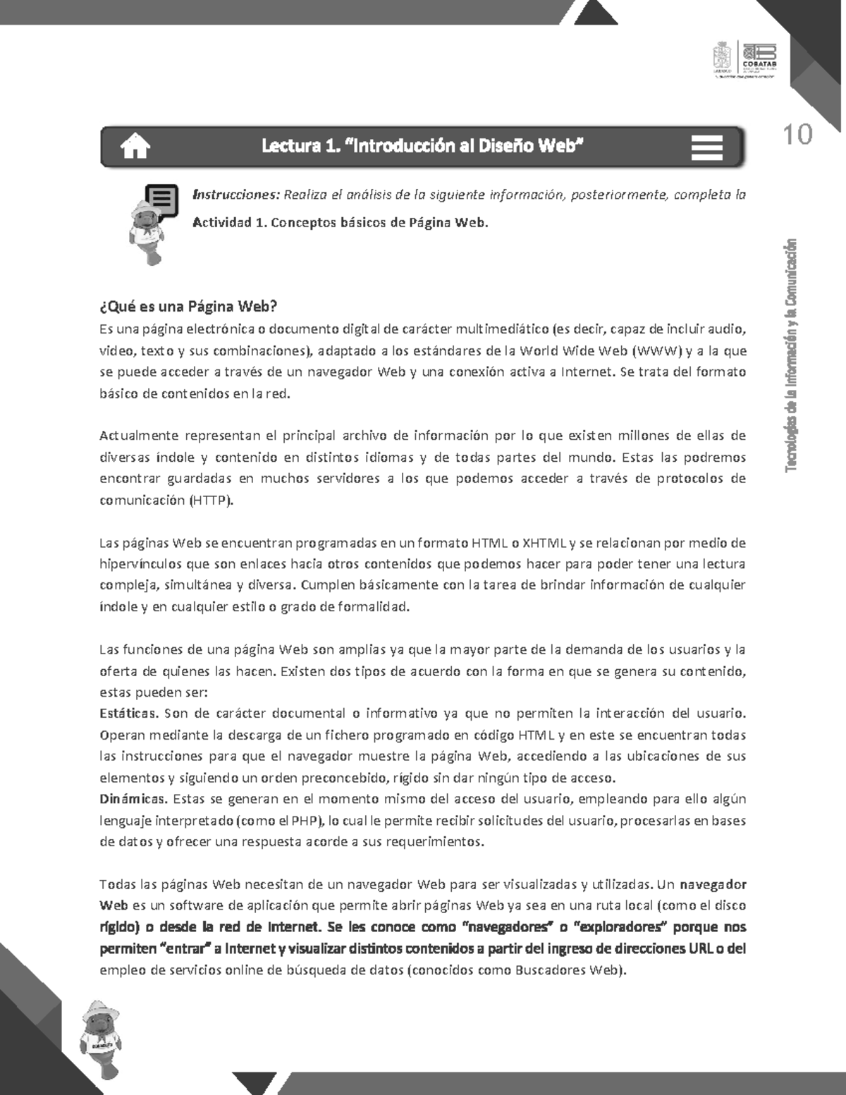 Introducción al diseño web - 10 Instrucciones: Realiza el análisis de ...