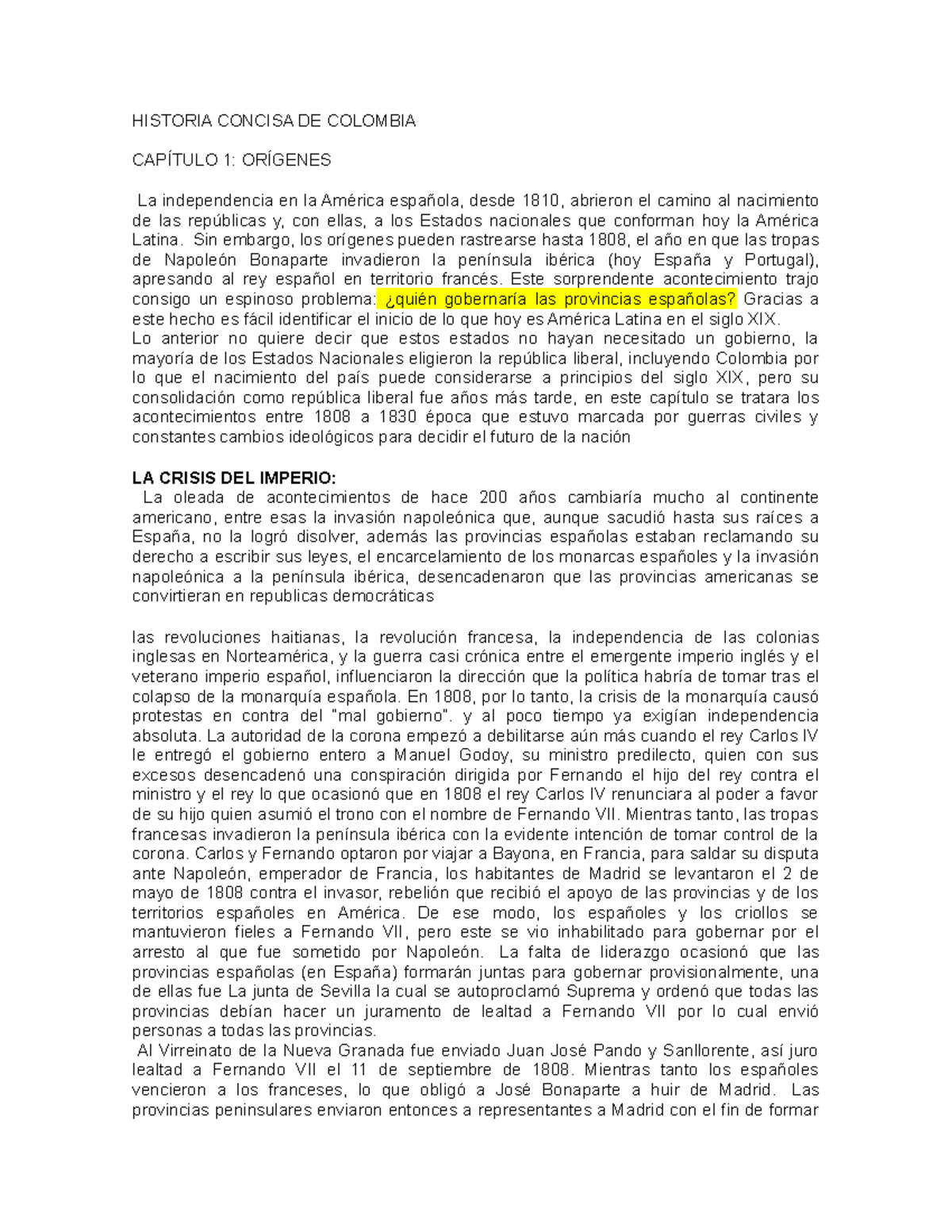 Historia, Contexto Y Cultura - HISTORIA CONCISA DE COLOMBIA 1: La ...
