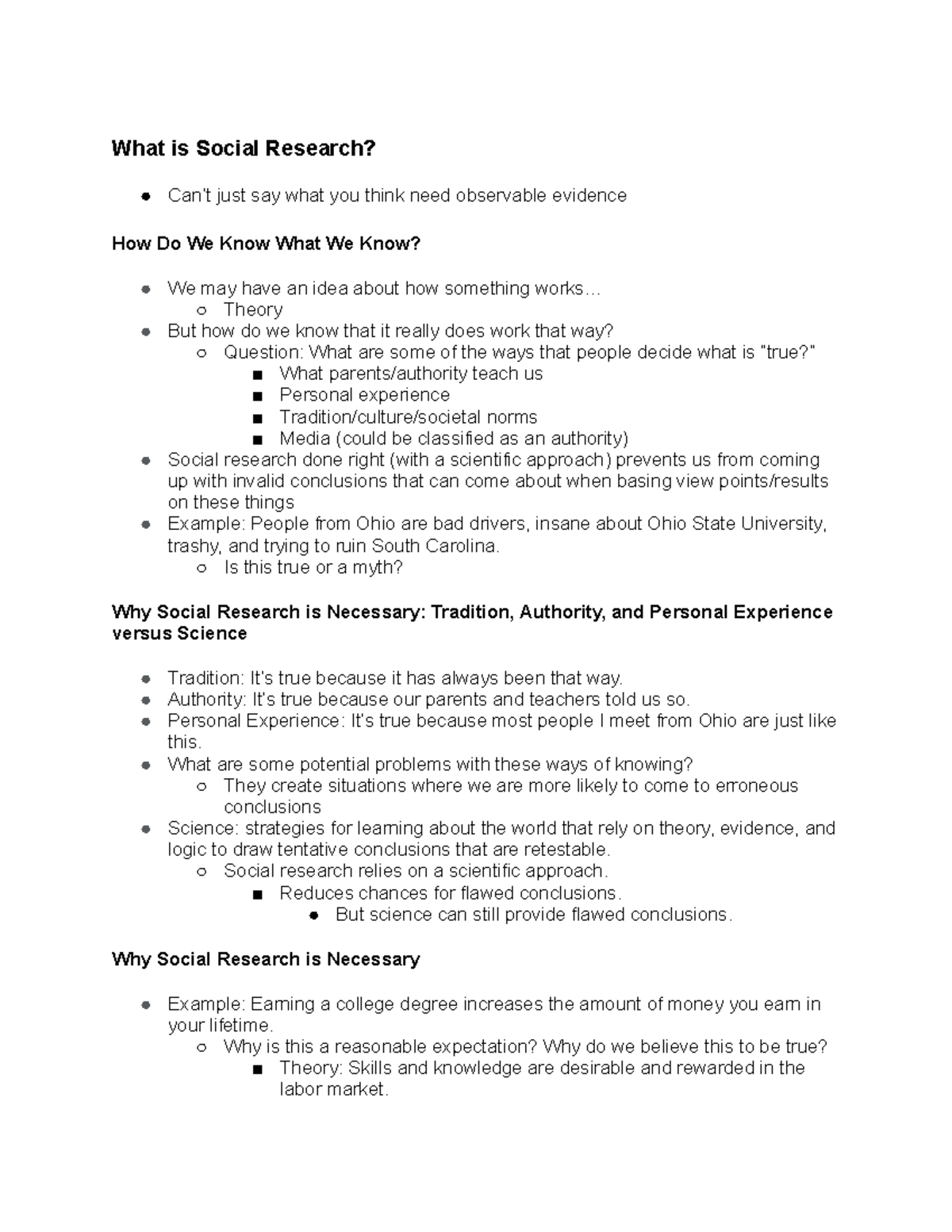 SOCY 271 What Is Social Research - What is Social Research? Can’t just ...