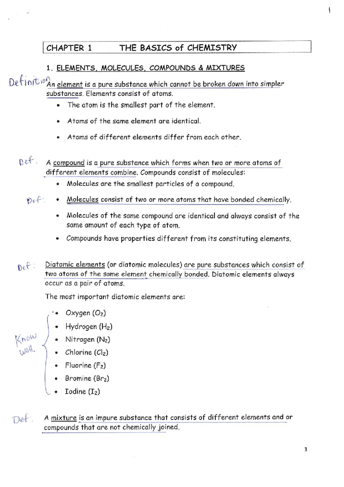 9 Chapter 1 The Basics of Chemistry notes - Studocu