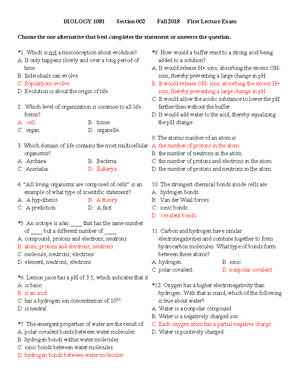 Bio Study Guide - BIOL 1082 Biology II Exam 2 Study Guide Critical ...