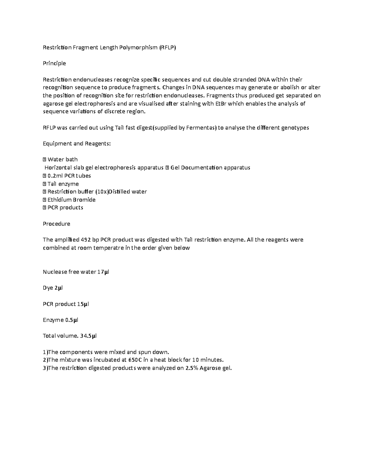 Rflp - RFLP protocol - Restriction Fragment Length Polymorphism (RFLP ...