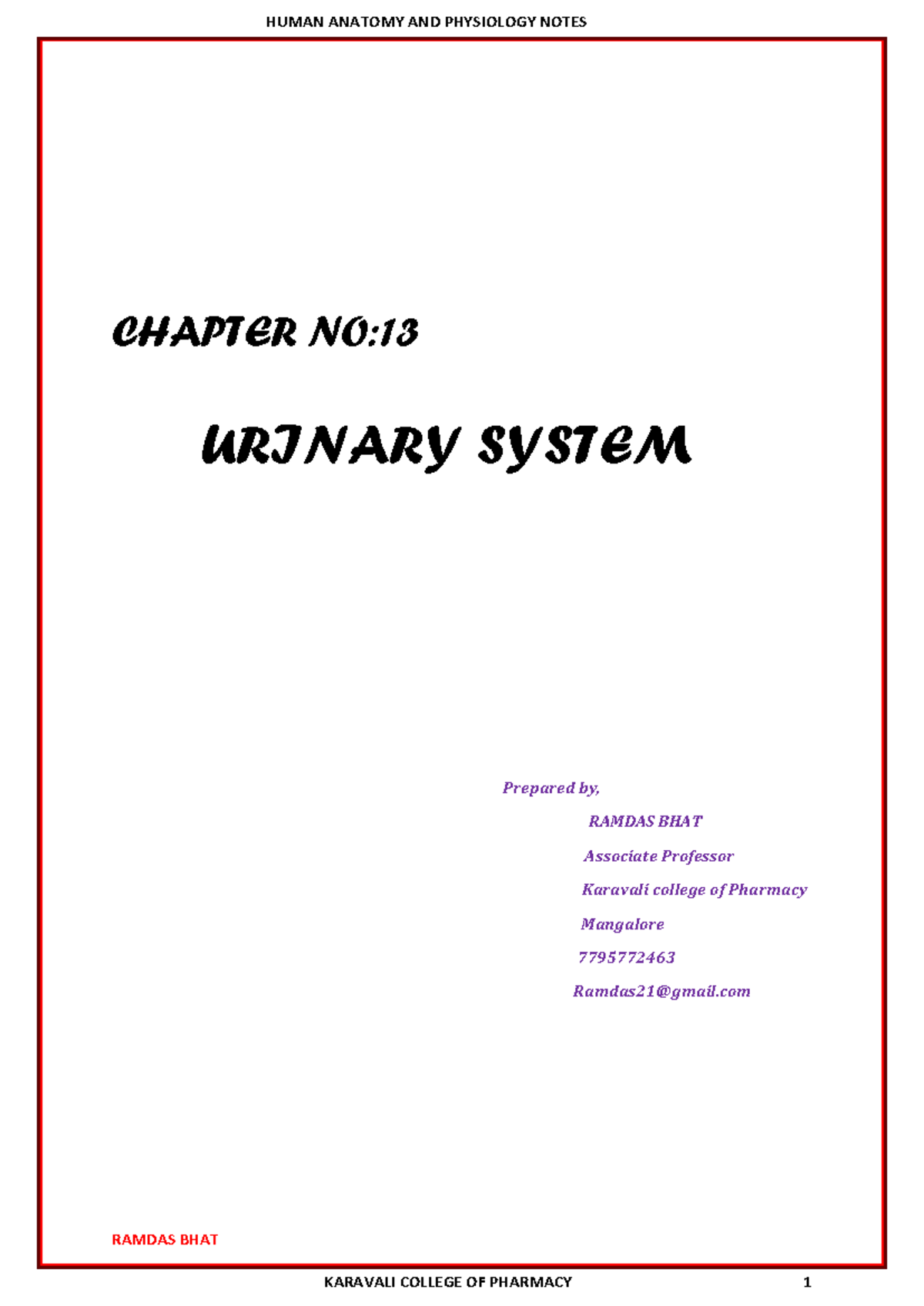 Urinarysystem-221204113549-6f5d1879 - RAMDAS BHAT CHAPTER NO: 13 ...