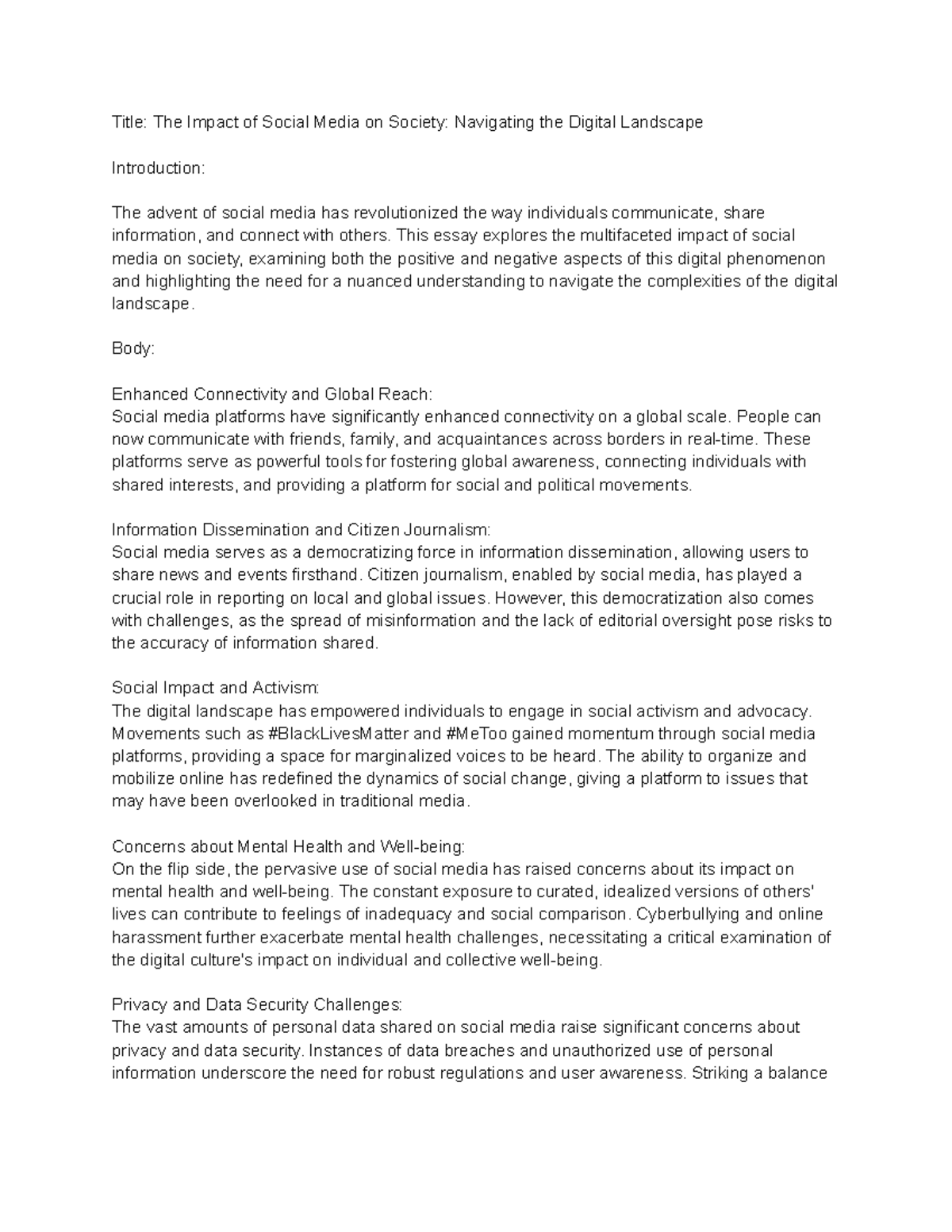 The Impact of Social Media on Society Navigating the Digital Landscape ...