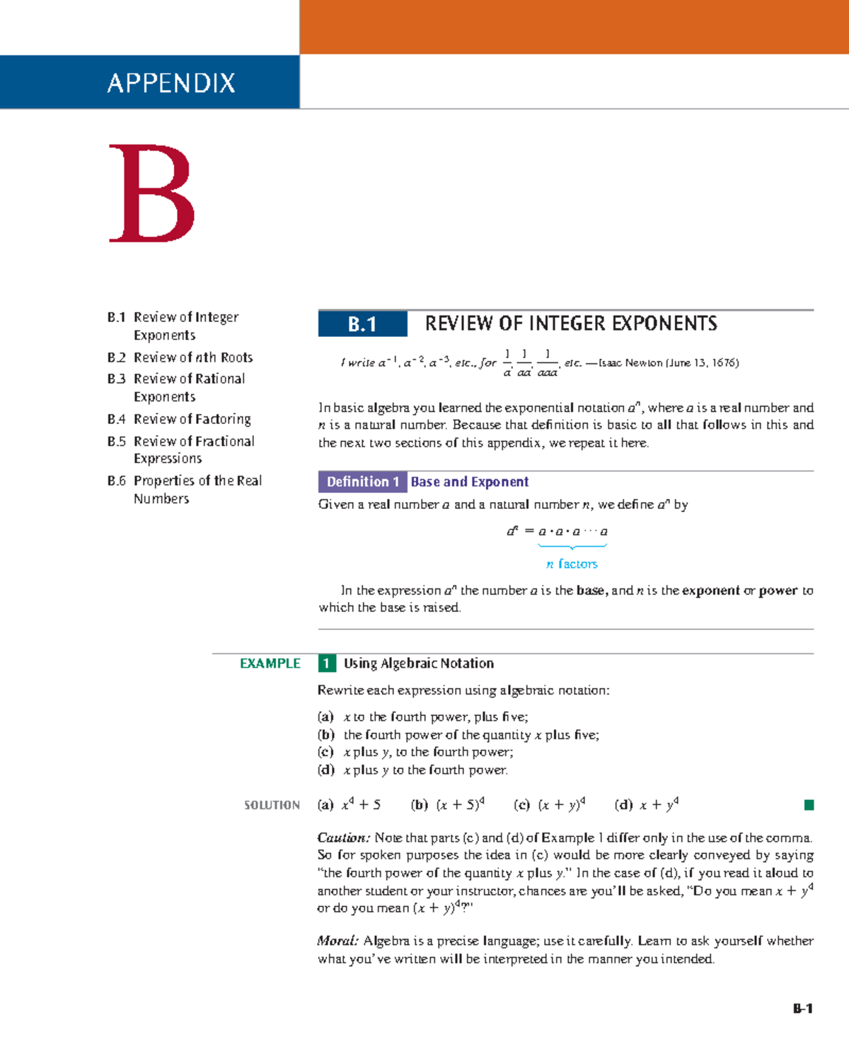 Review of topics - lecture notes - B- REVIEW OF INTEGER EXPONENTS I ... Review of topics - lecture notes - B- REVIEW OF INTEGER EXPONENTS I ...